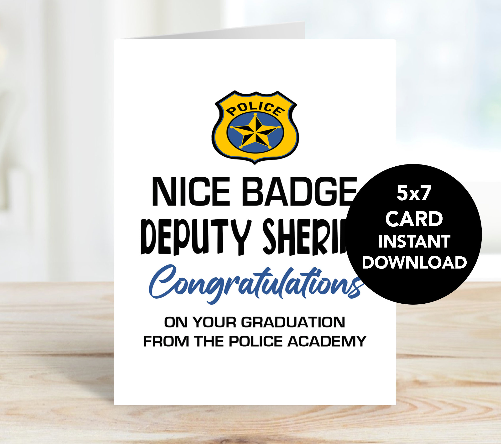 Deputy Sheriff Police Graduation Card, Printable Police Graduation Card ...