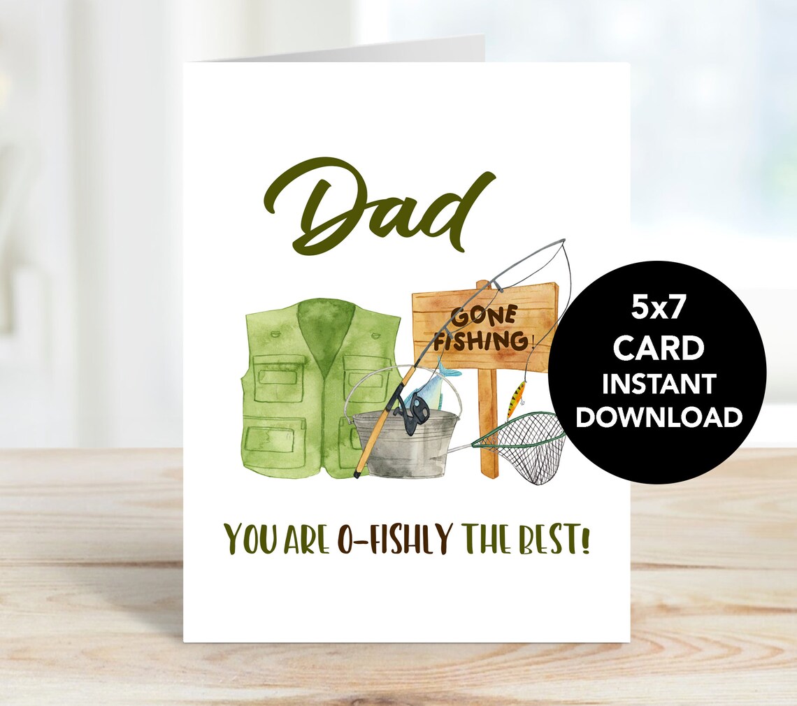 Father's Day Printable Card, Fishing Card for Father's Day, Fishing ...