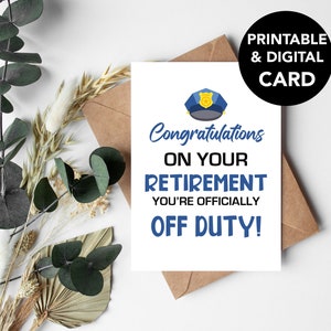 Police Retirement Card, Printable Police Retirement Card, Digital Card ...