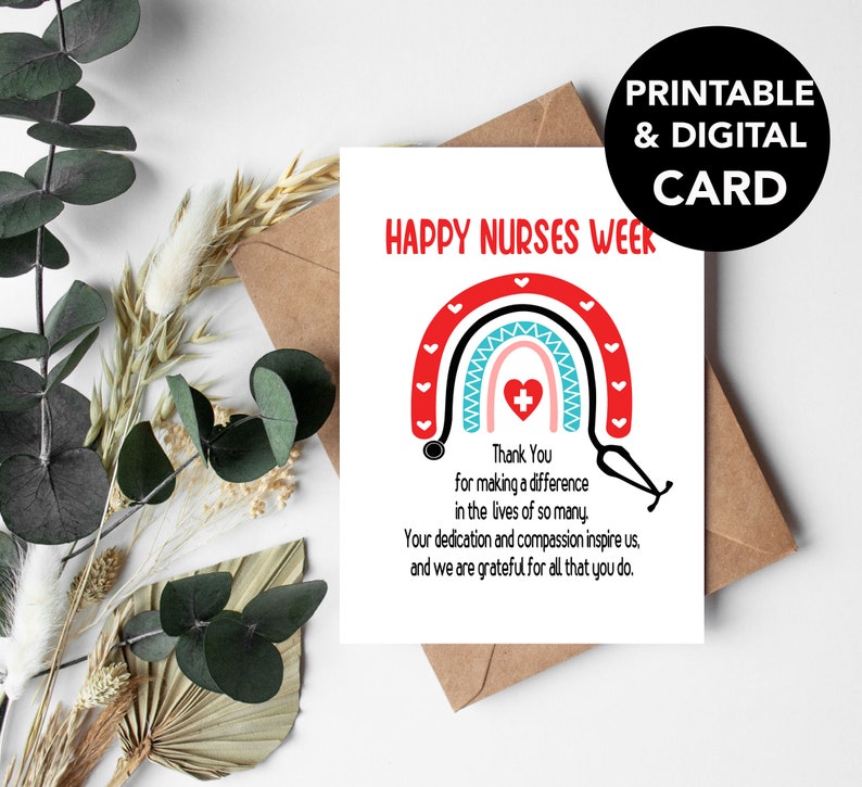 Nurses Week Card Printable, Medical Thank You Card, RN Thank You Card ...
