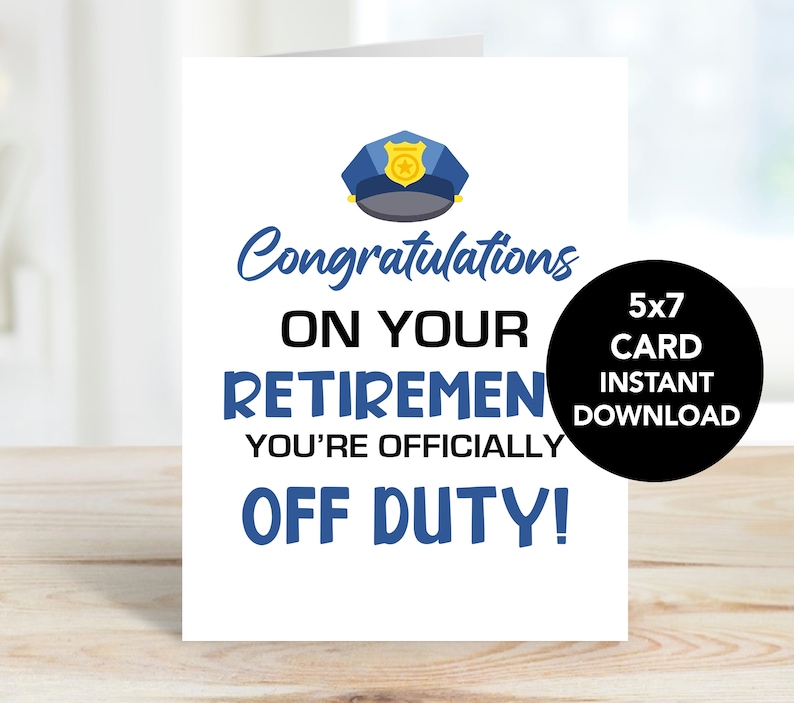 Police Retirement Card, Printable Police Retirement Card, Digital Card ...