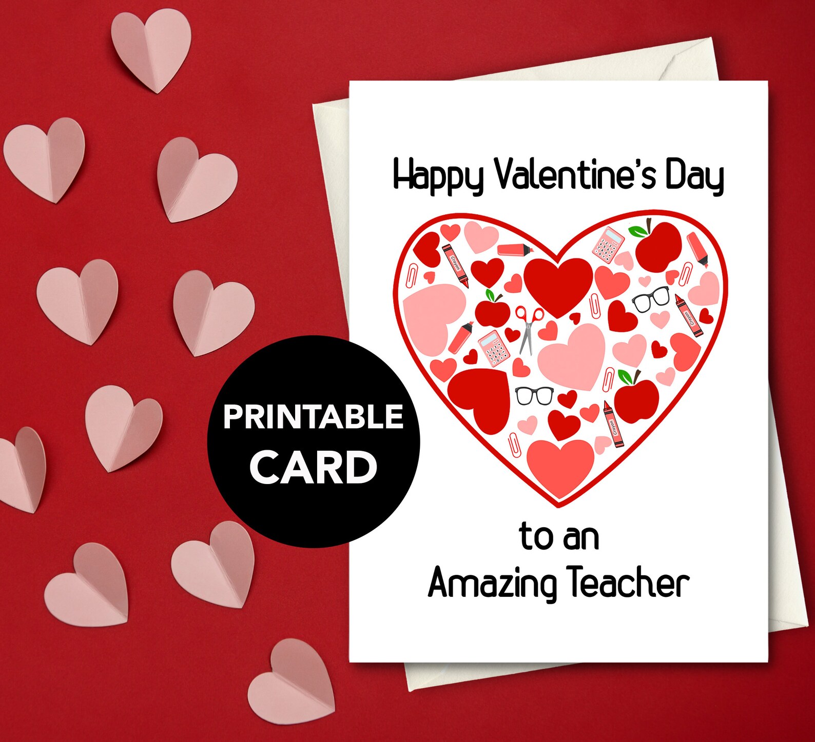 Teacher Valentine's Day Card, Printable Teacher Valentine, Card for ...