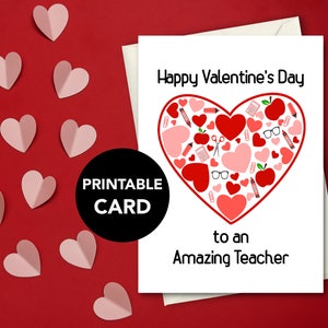 Teacher Valentine's Day Card, Printable Teacher Valentine, Card for ...