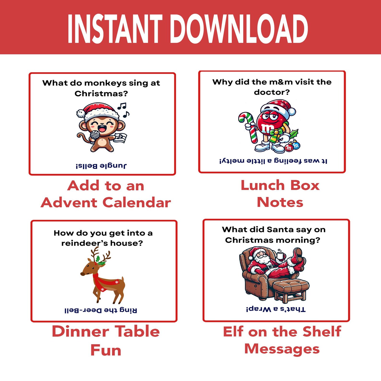 Christmas Jokes for Advent and Countdown Calendars, Elf Messages ...