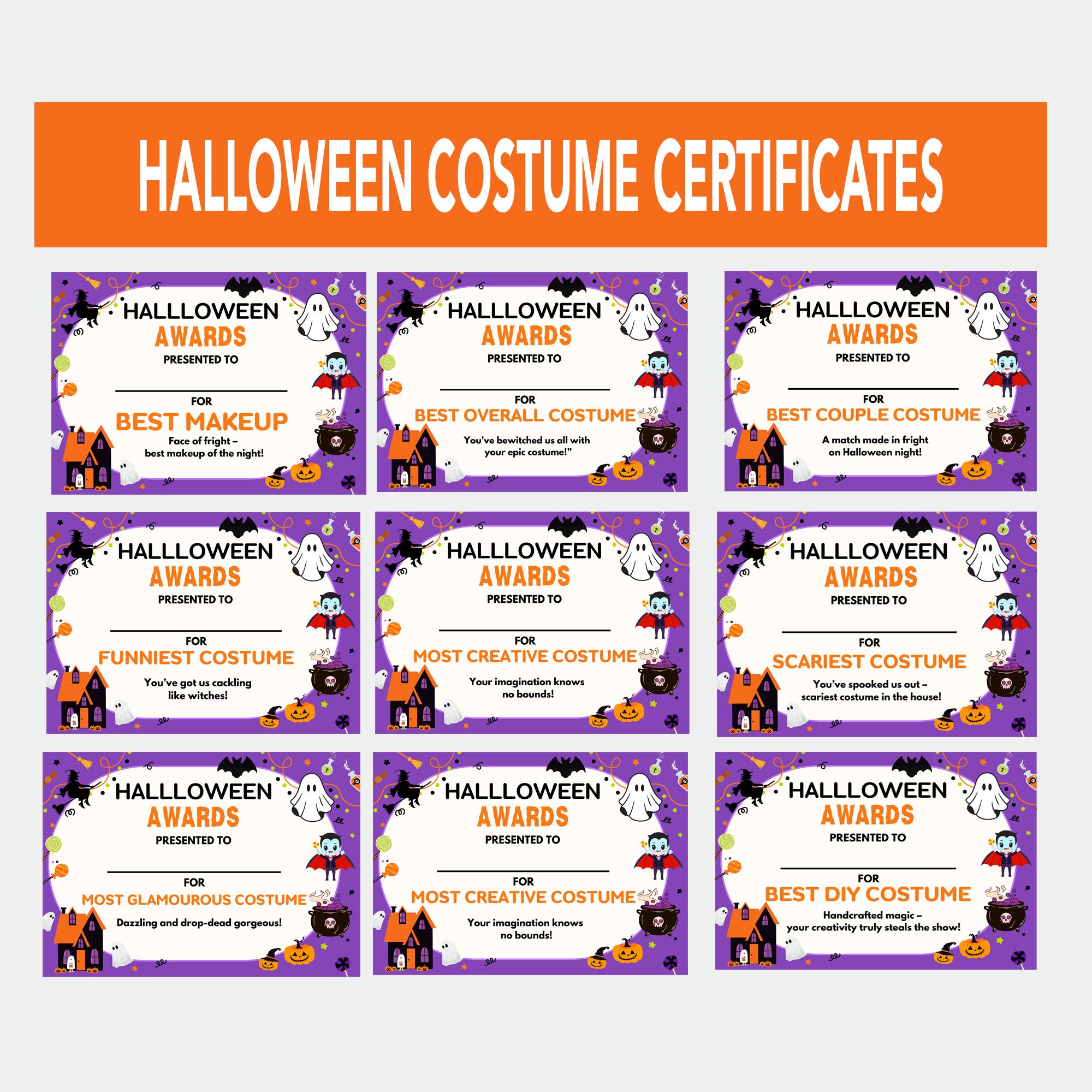 Halloween Costume Certificates, Halloween Costume Voting Ballots ...