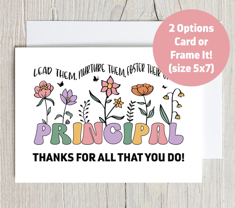 Principal Appreciation Card, Principal Thank You Card, Boho Principal ...