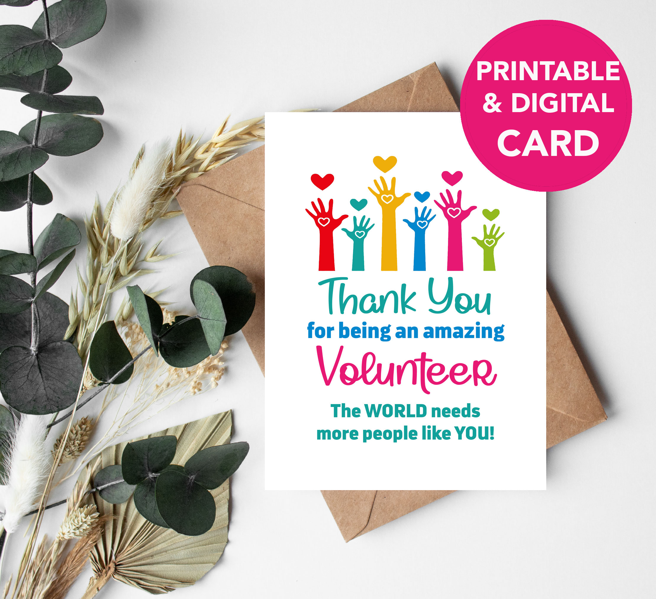 Volunteer Thank You Card Printable, Volunteer Card, PTA Thank You Card ...
