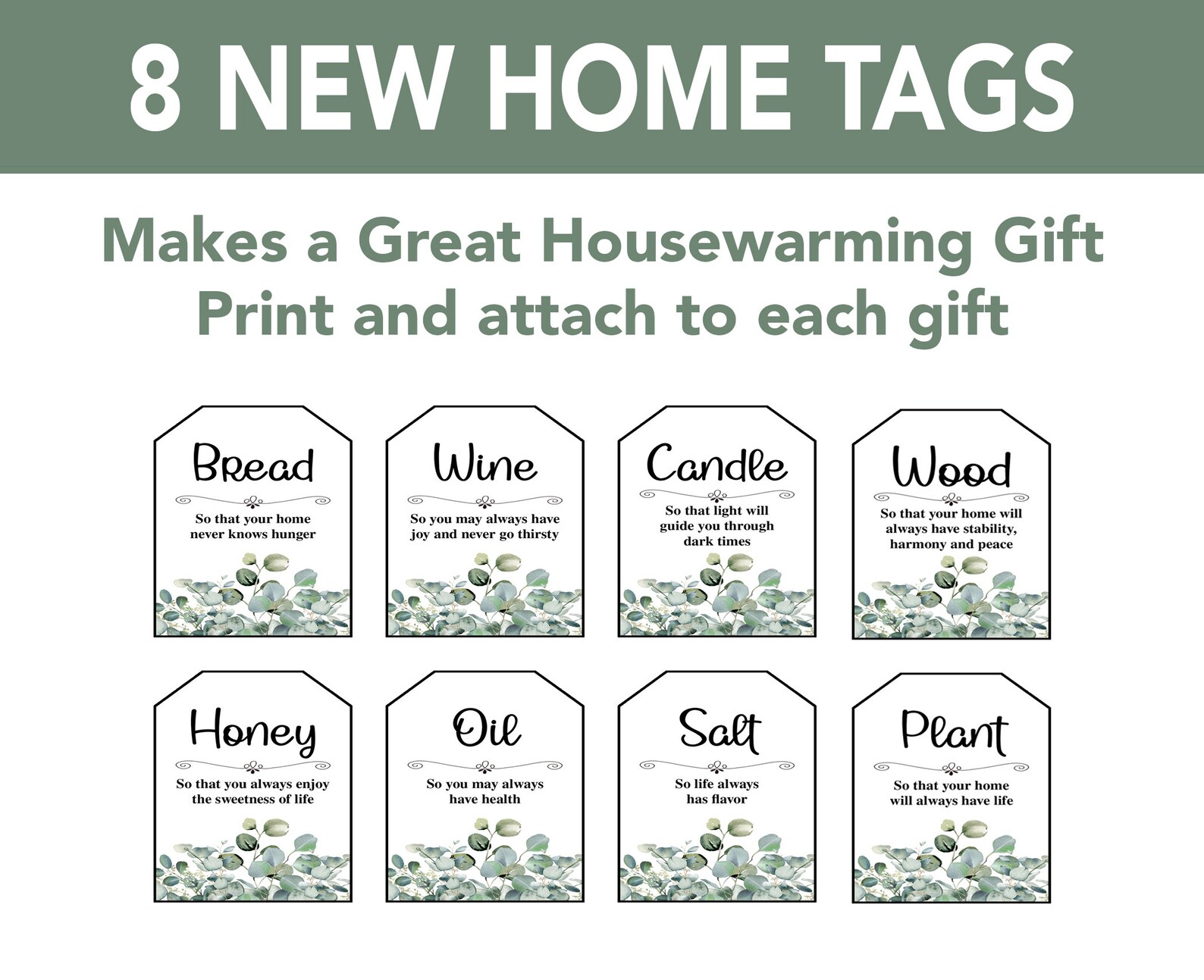 Happy New Home Tags, New Home Card, Housewarming Gift Basket Tags, New ...