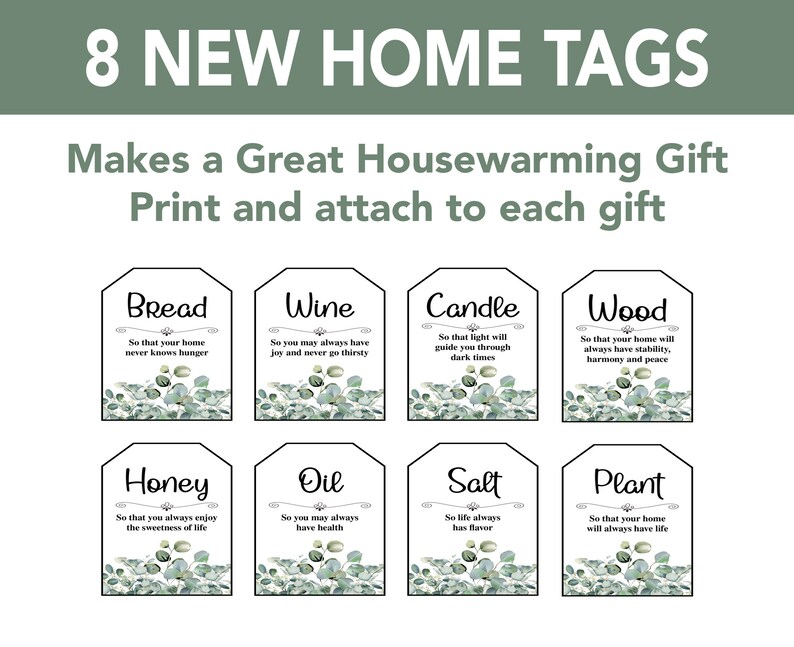 Happy New Home Tags, New Home Card, Housewarming Gift Basket Tags, New ...