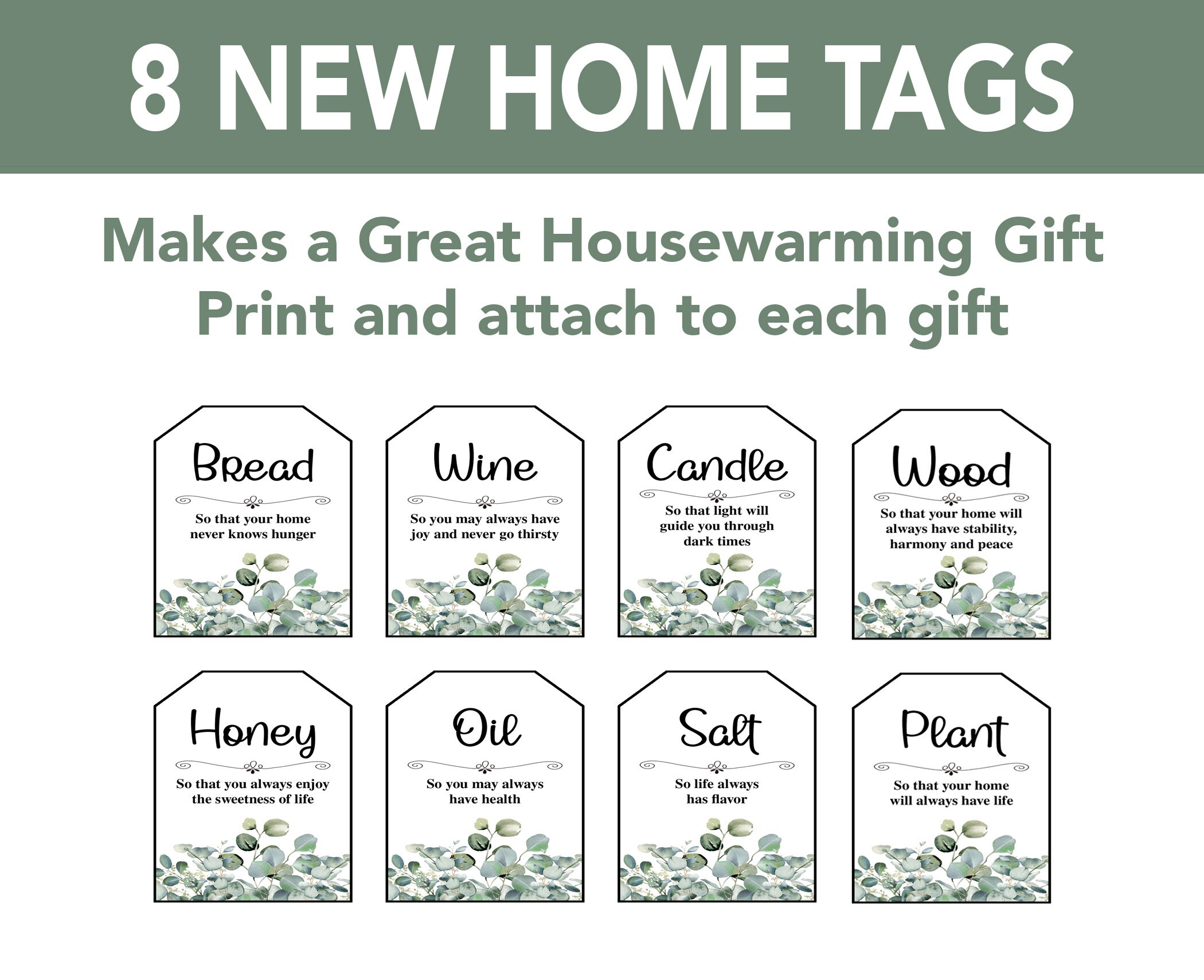 Happy New Home Tags, New Home Card, Housewarming Gift Basket Tags, New ...