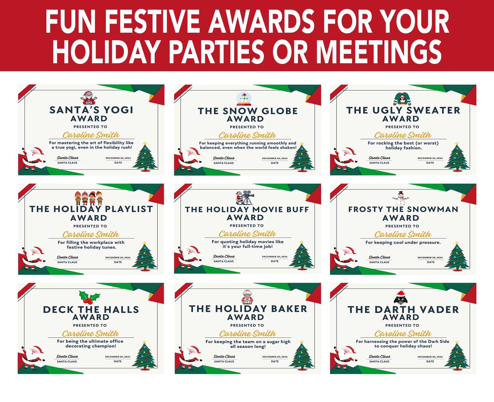 Holiday Employee Certificates, Funny Employee Awards, Christmas ...