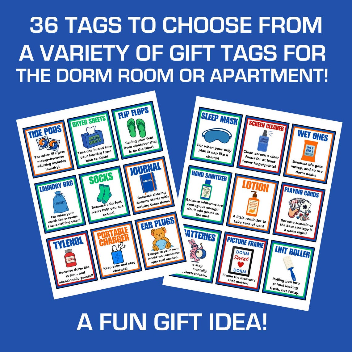 Dorm Room Survival Kit, Freshman Gift Tags, Printable College Gift ...