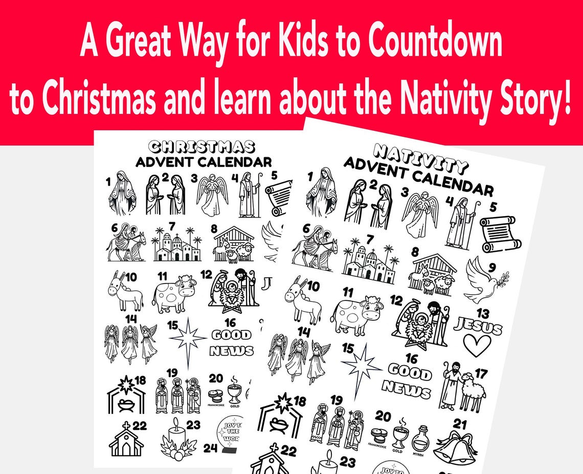 Nativity Advent Calendar Countdown, Christmas Countdown, Christian ...