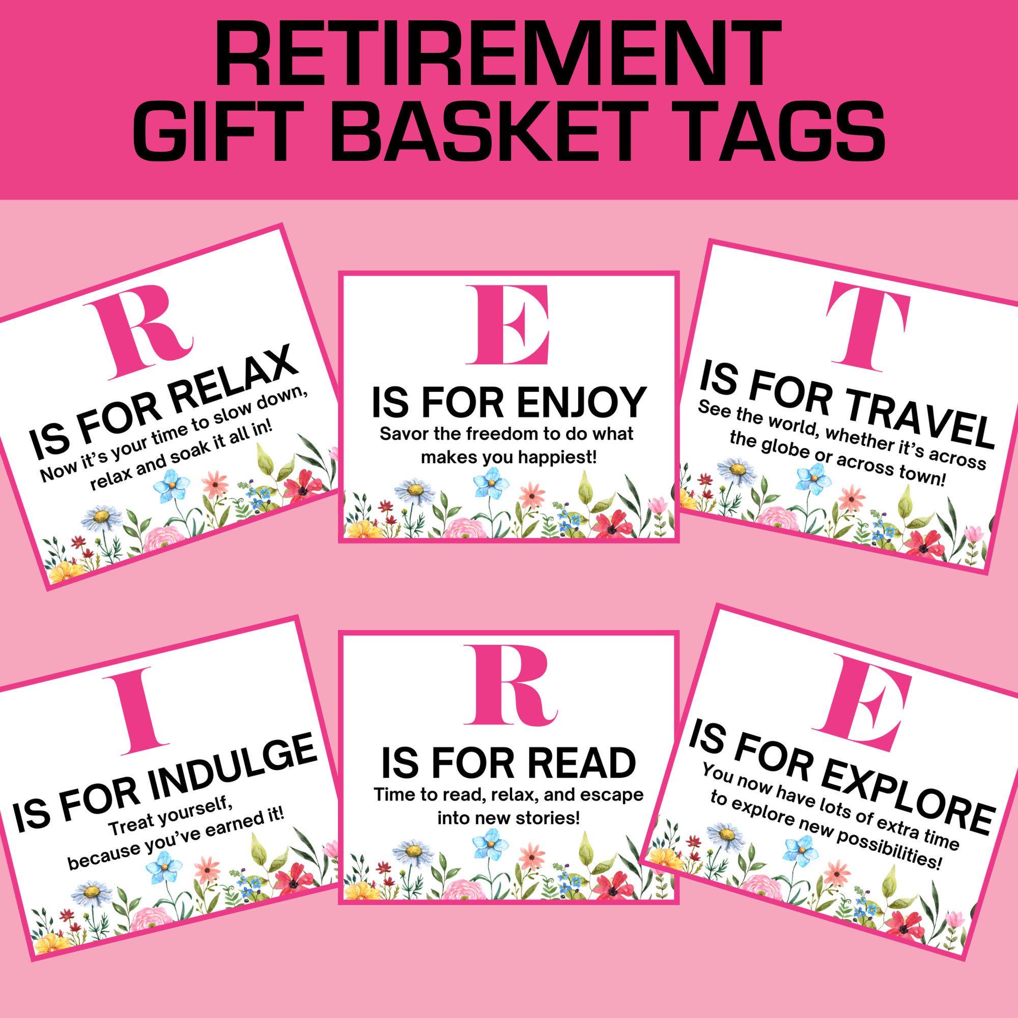 Printable Retirement Tags, Floral Gift Tags for Farewell or Countdown ...
