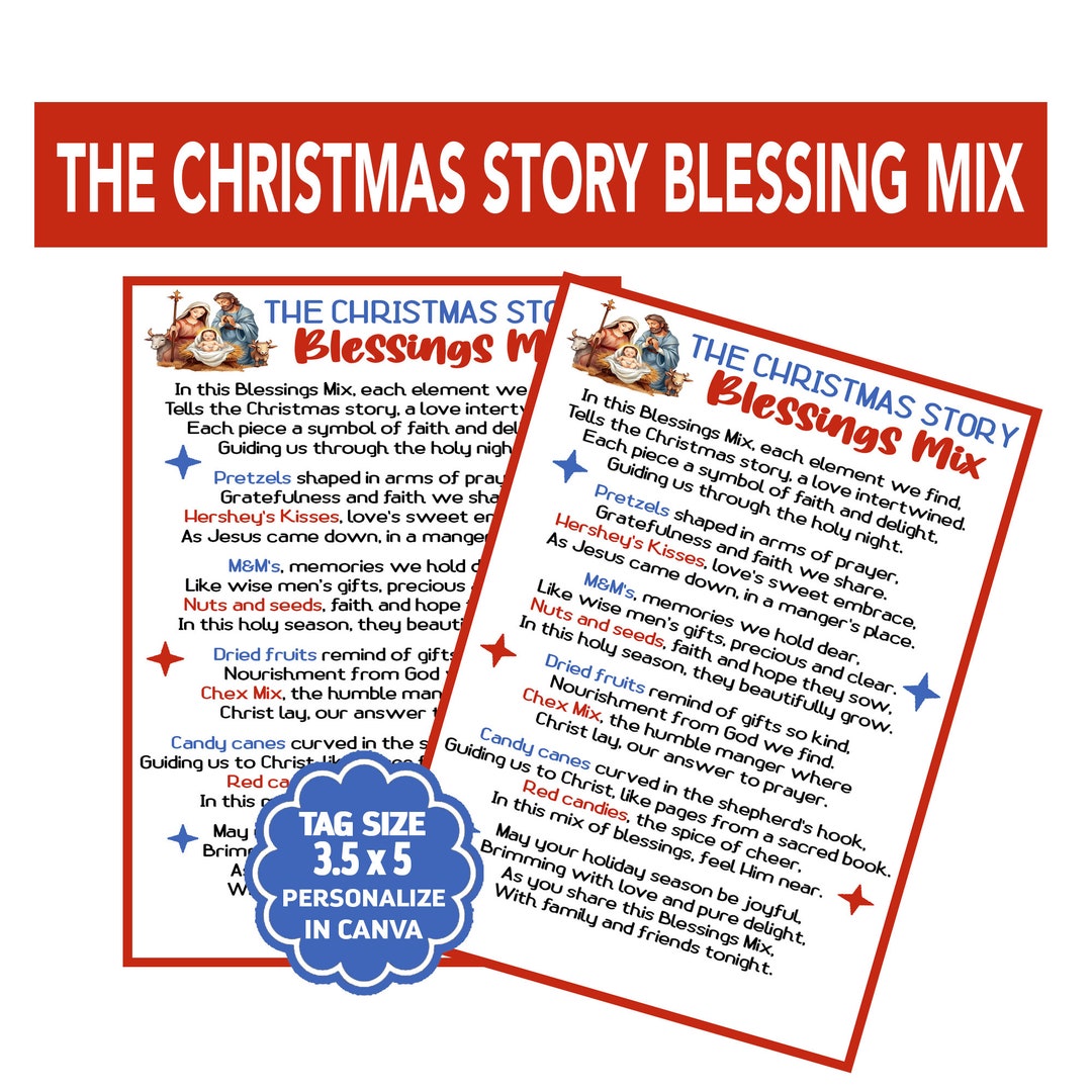 Blessings Mix Tags, Snack Mix Tags, Church Gift Tags, Nativity Tags ...