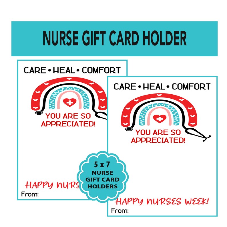 Nurses Week Gift Card Printable, Medical Thank You Gift Card Holder, RN ...
