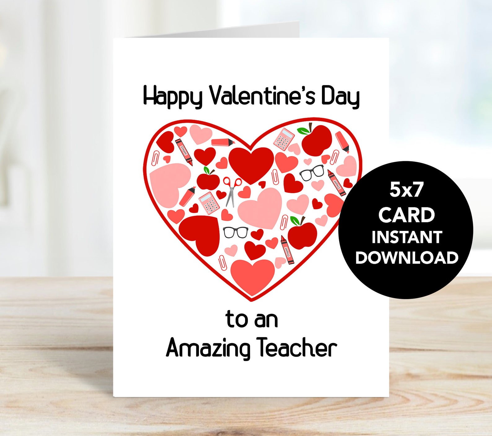 Teacher Valentine's Day Card, Printable Teacher Valentine, Card for ...