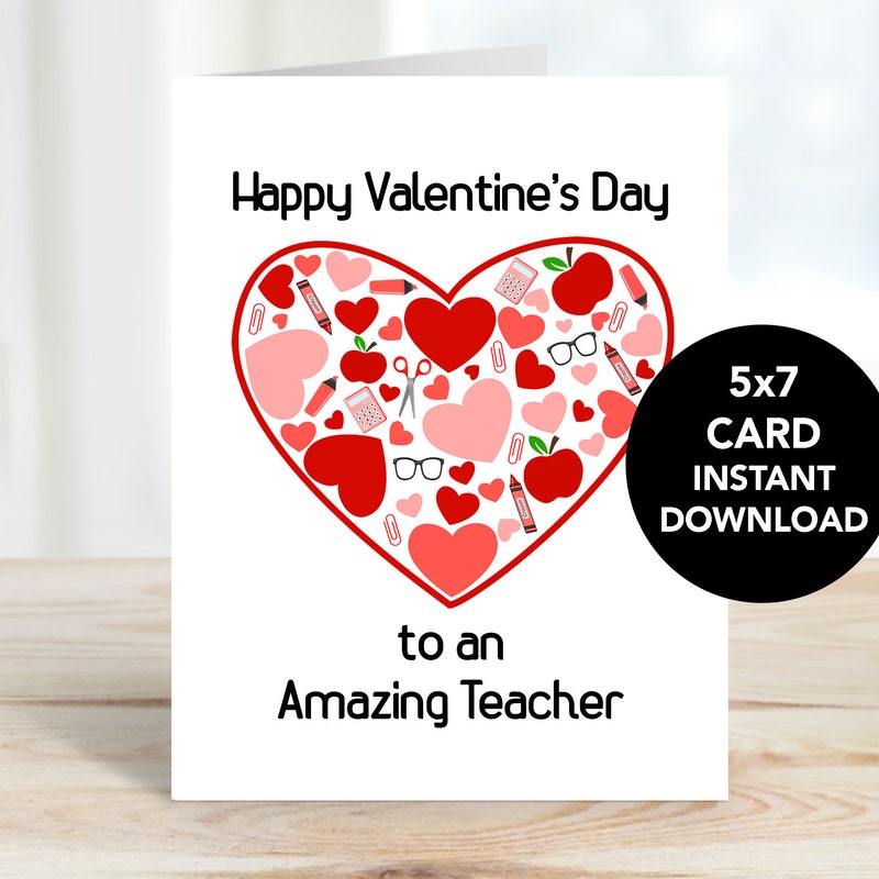 Teacher Valentine Card - Etsy