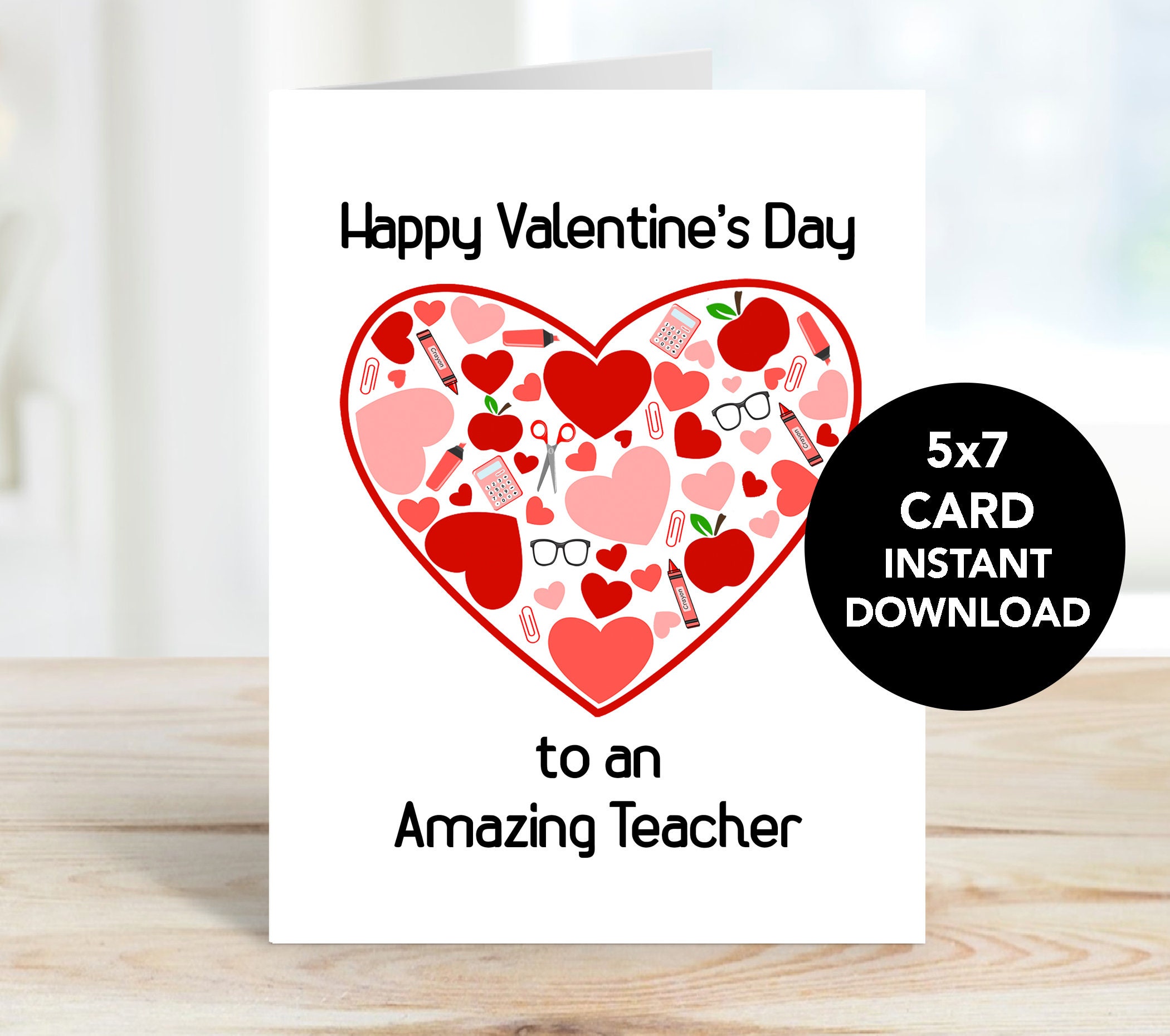 Teacher Valentine's Day Card, Printable Teacher Valentine, Card for ...