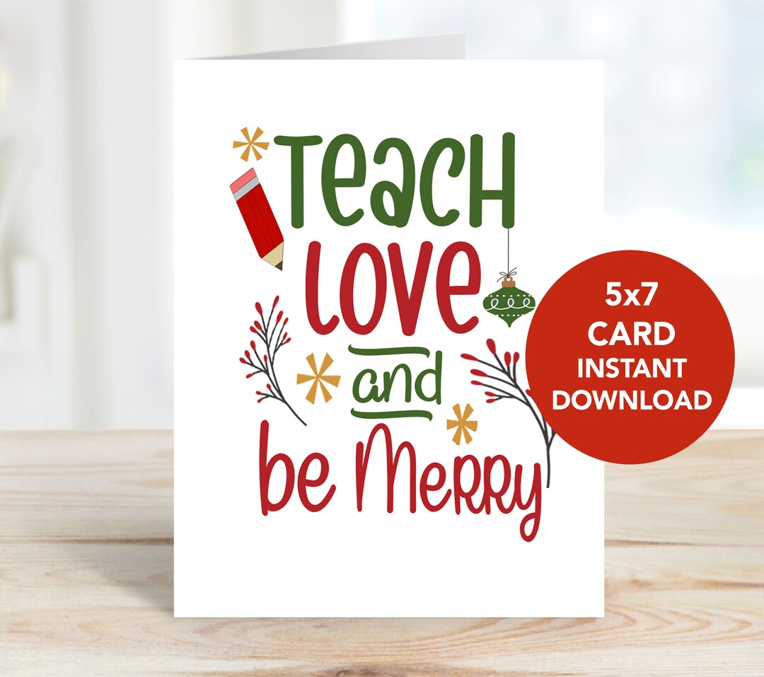 Teacher Christmas Card, Holiday Card for Teacher, Teacher Thank You ...