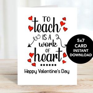 Teacher Valentine's Day Card, Printable Teacher Valentine, Digital Card ...