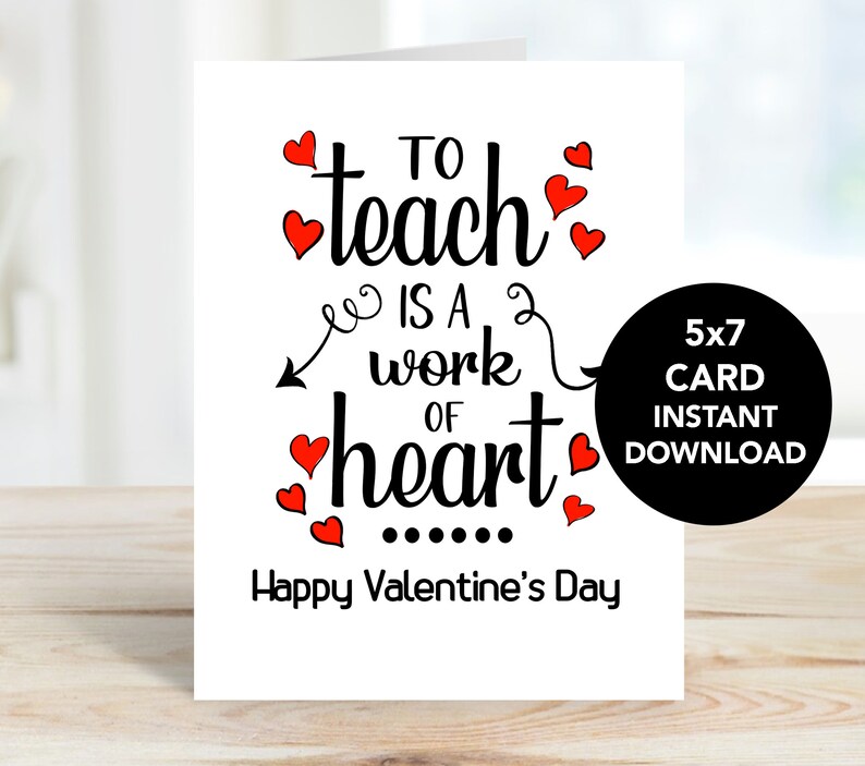 Teacher Valentine's Day Card, Printable Teacher Valentine, Digital Card ...