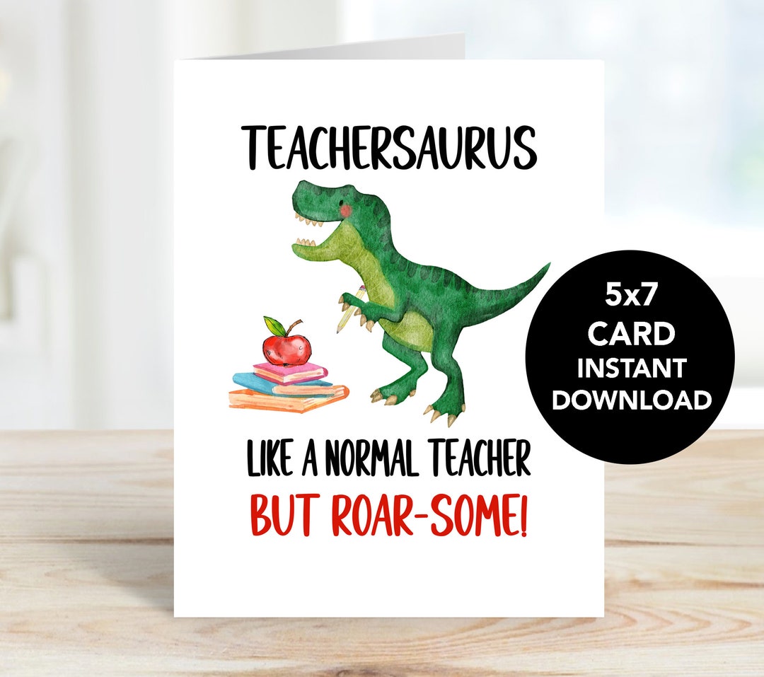 Teacher Appreciation Card, Preschool Teacher Card, Dino Card for ...
