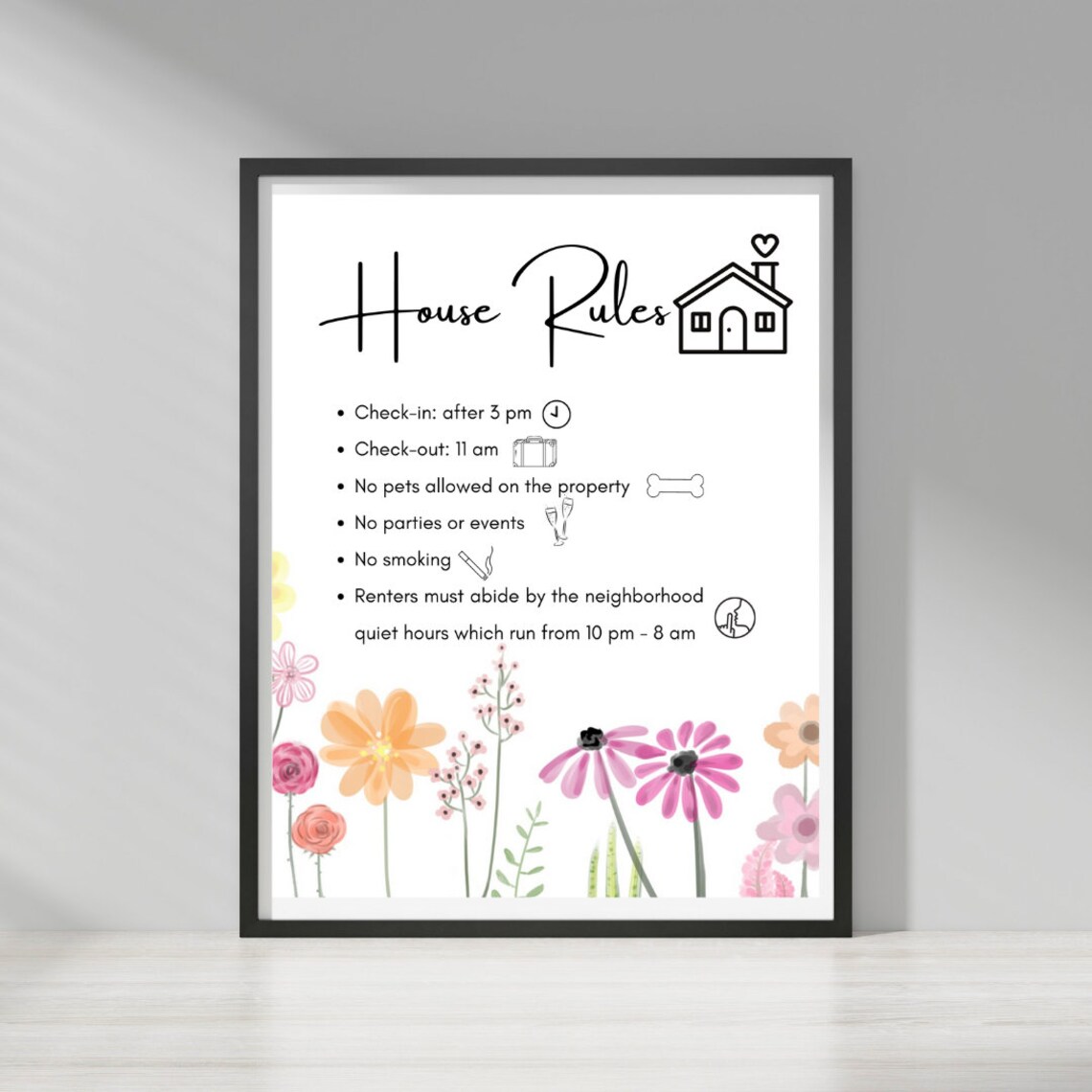 Vacation Rental House Rules Sign | Airbnb House Rules | VRBO House ...