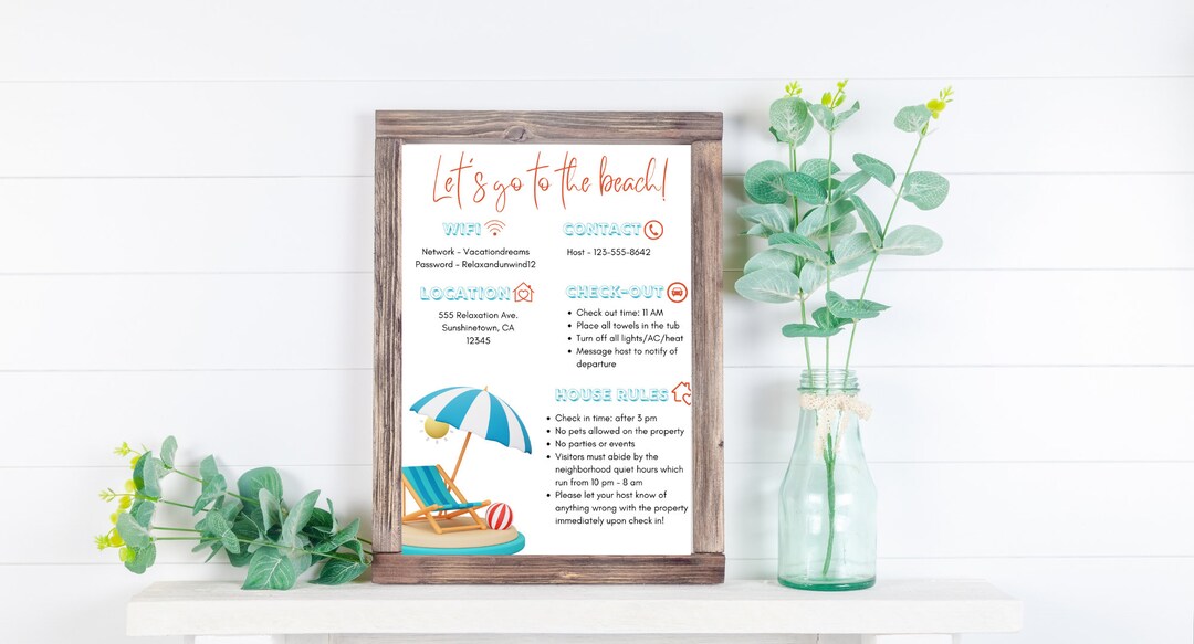 Vacation Welcome Sign Simple Waves Airbnb & VRBO Welcome - Etsy