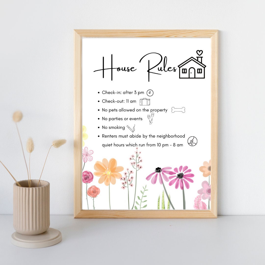 Vacation Rental House Rules Sign | Airbnb House Rules | VRBO House ...