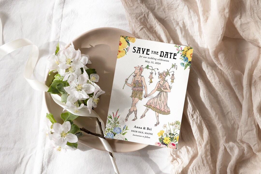 Customized LGBTQ Save the Date Wedding Invitation Vintage, Victorian ...
