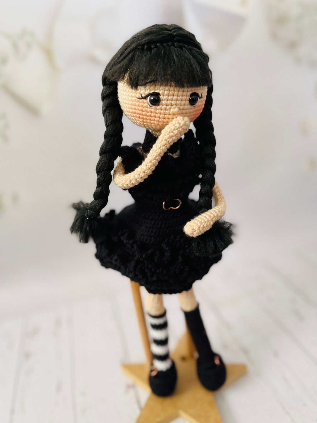 Wednesday Addams , Handmade Crochet Wednesday Addams Doll Gift, Horror ...