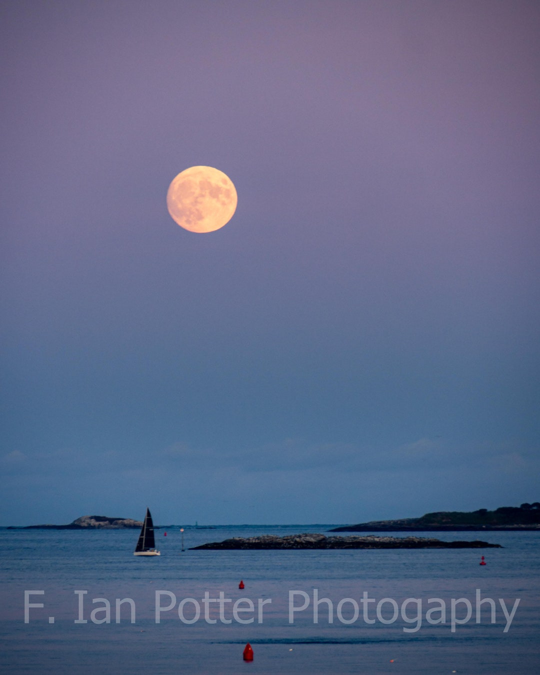 Full Moonrise Over Beverly MA Harbor, Seascape Photographic Art Print ...