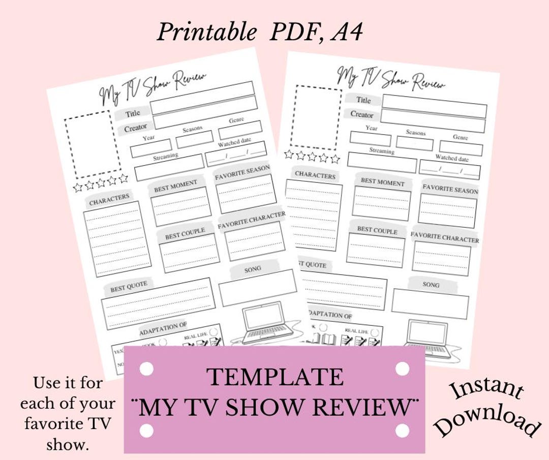 My TV Show Review / Digital Template / PDF Instant Download - Etsy