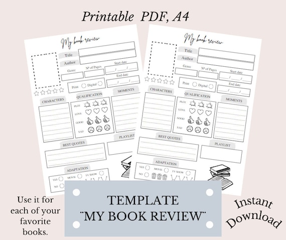My Book Review / Digital Template / PDF Instant Download - Etsy