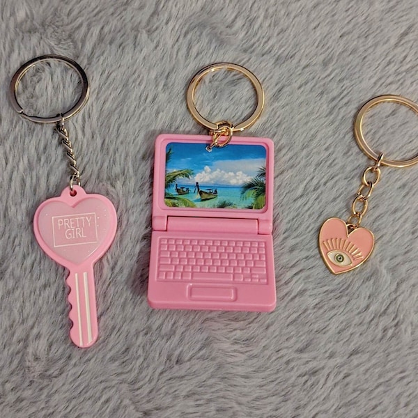 Pink Heart Keychain - Etsy