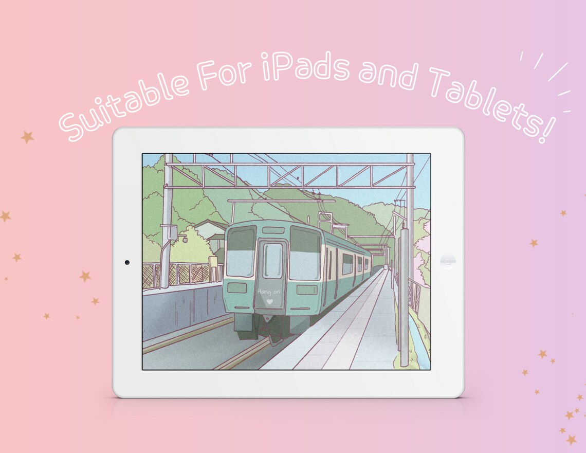 Pastel Retro Train Wallpaper Background for Computer Ipad and - Etsy