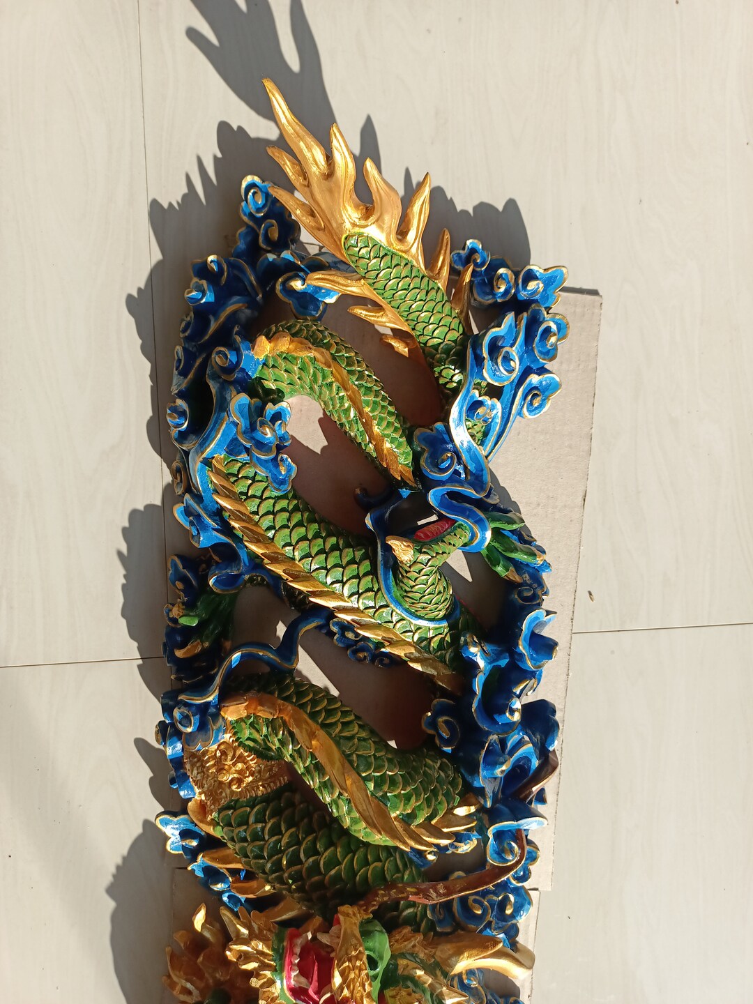 Chinese Dragon Relief 3D Gold Planted - Etsy