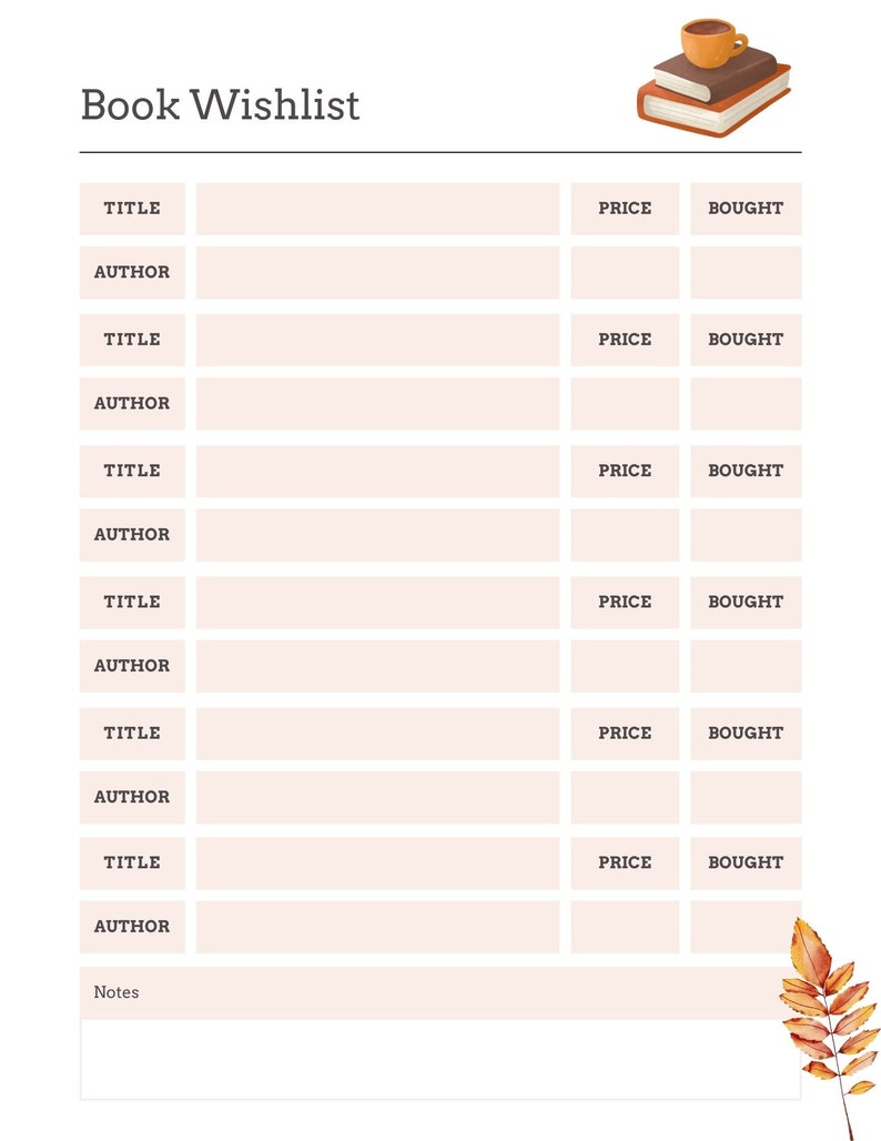 Reading Book Planner, Printable, 8 Pages - Etsy