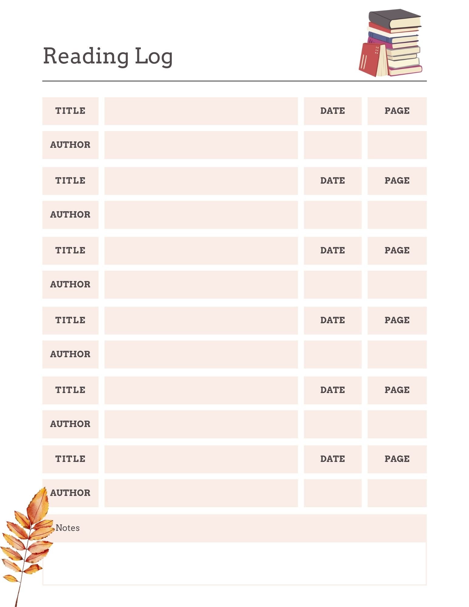 Reading Book Planner, Printable, 8 Pages - Etsy