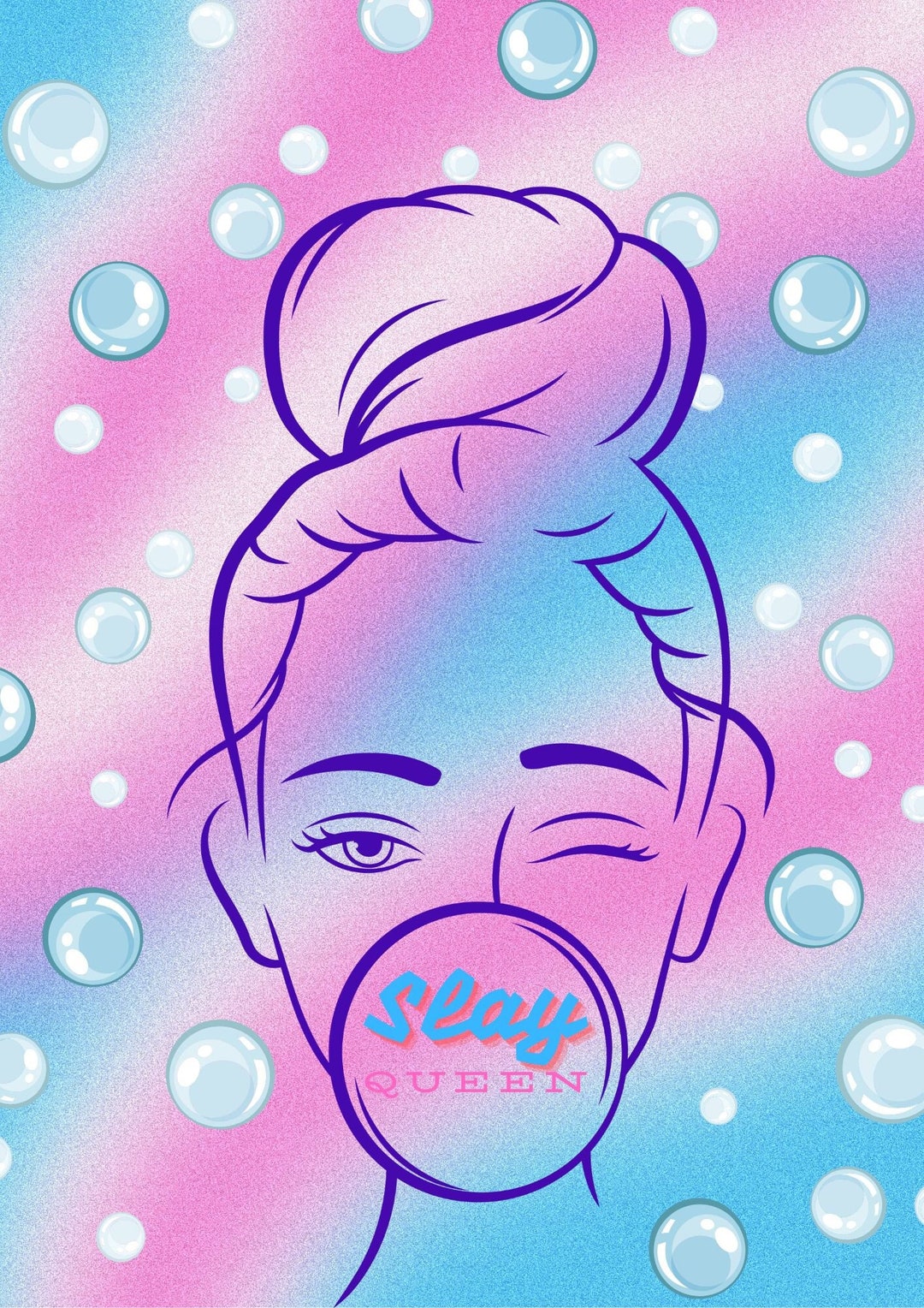 Slay Queen, Wall Art, Printable, A3, Bubble Gum Pink - Etsy