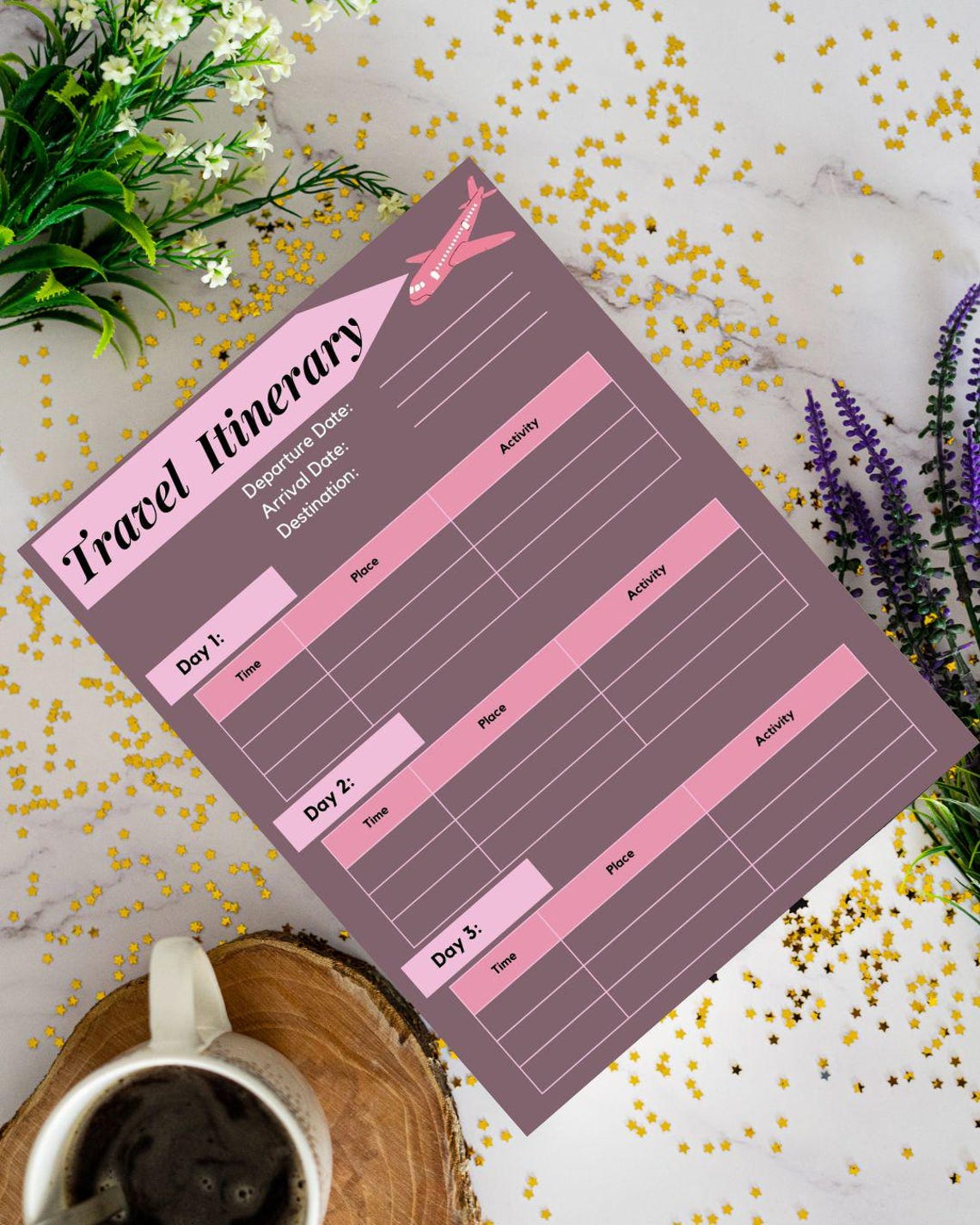 Editable Travel Itinerary Template | Canva Trip Planner (digital ...
