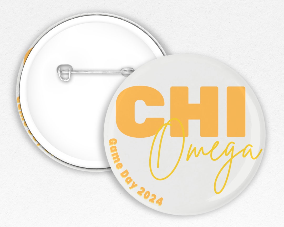 Chi Omega Game Day 2024 Pin-back Button Game Day Pin Red and Gold ...