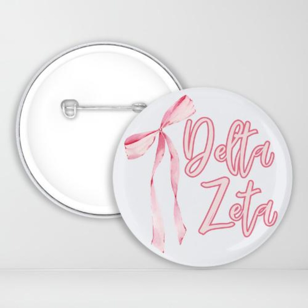 Coquette Delta Zeta Pin-back Button DZ Game Day Pin Sorority Pinback ...
