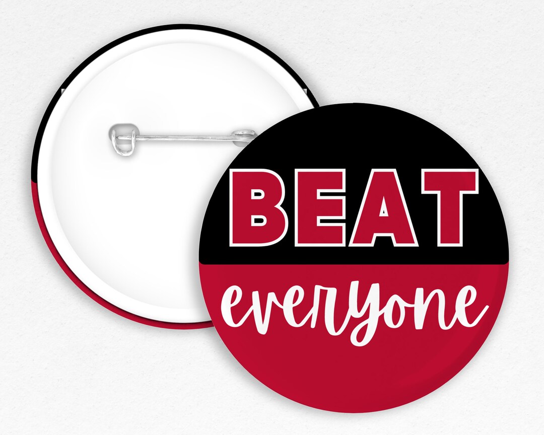 Red and Black Beat Everyone Game Day Button Red Black College Game Day ...