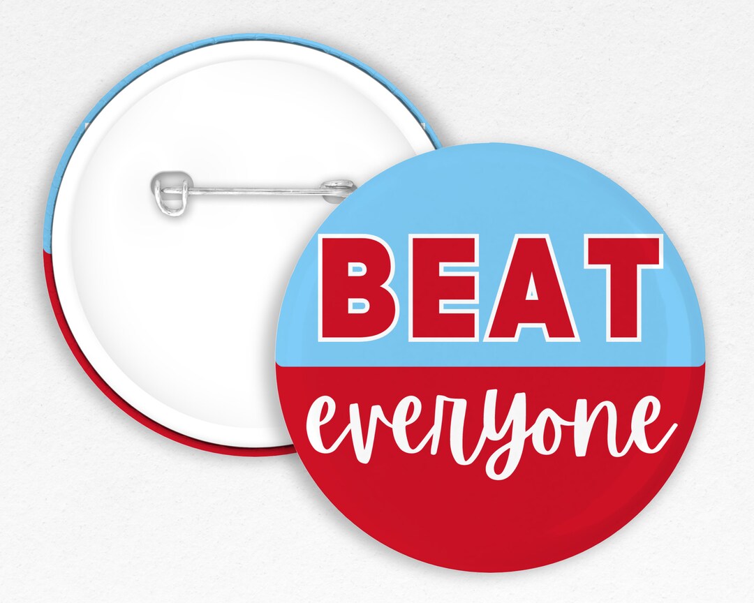 Blue and Red Beat Everyone Button Red Blue College Game Day Button ...