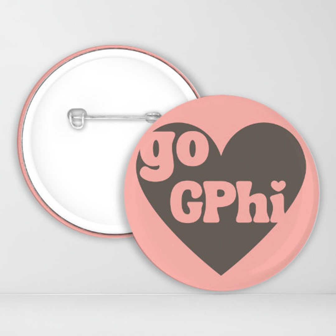 Go Gphi Pin-back Button Gamma Phi Beta Hearts Collection Sorority Button Game Day Pin - Etsy