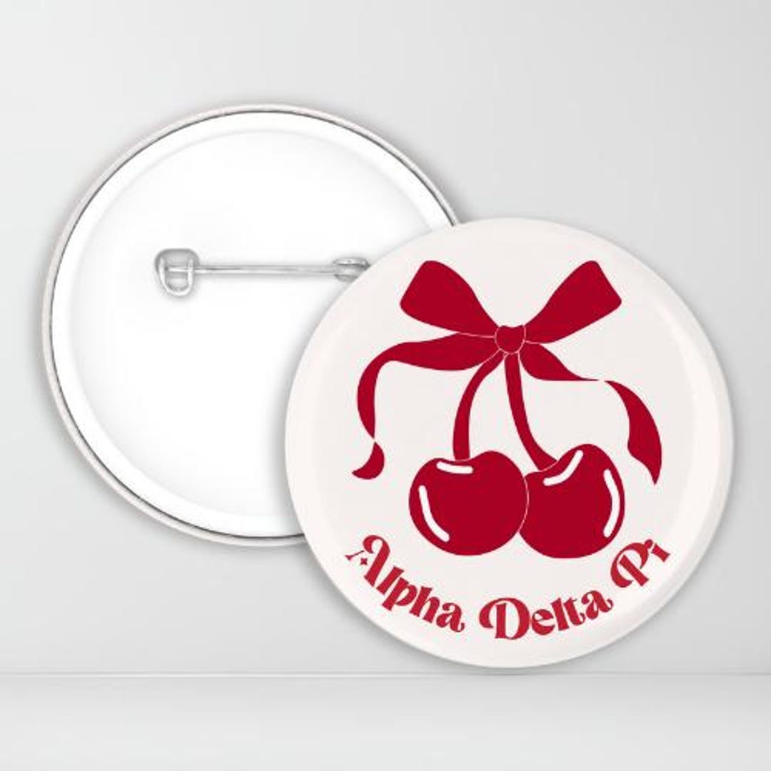 Alpha Delta Pi Cherries Pin-back Button | Adpi | Sorority Button | Game ...
