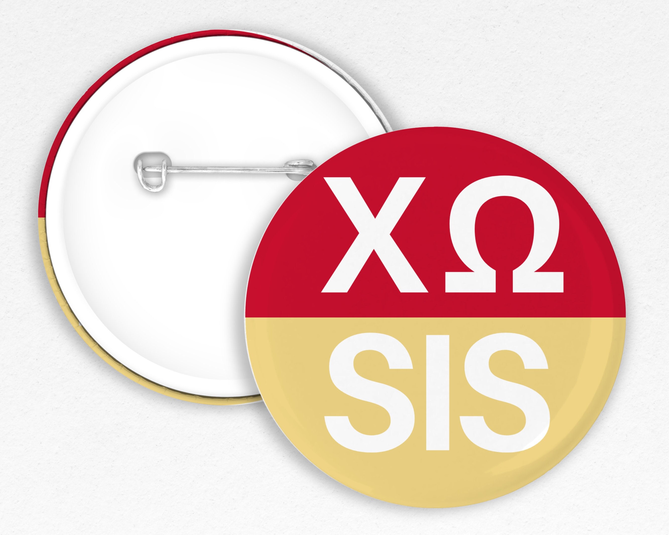 Chi Omega Sister Pin-back Button Game Day Pin Red and Gold Sorority ...