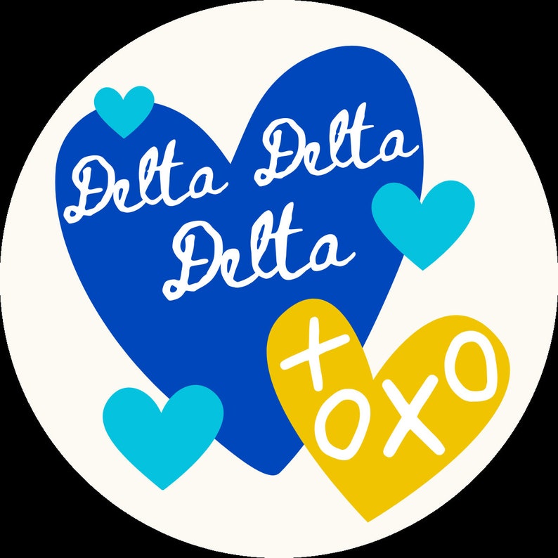 Tri Delta XOXO Guy Pin-back Button Delta Delta Delta Sorority Button ...